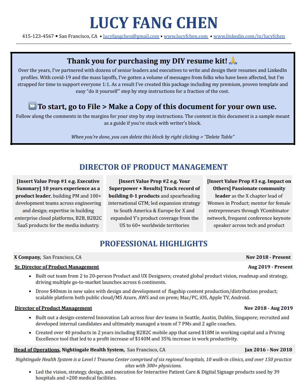 Resume Template & Guide © lucyfchen.com | Lucy Chen: Tech Career Coach ...